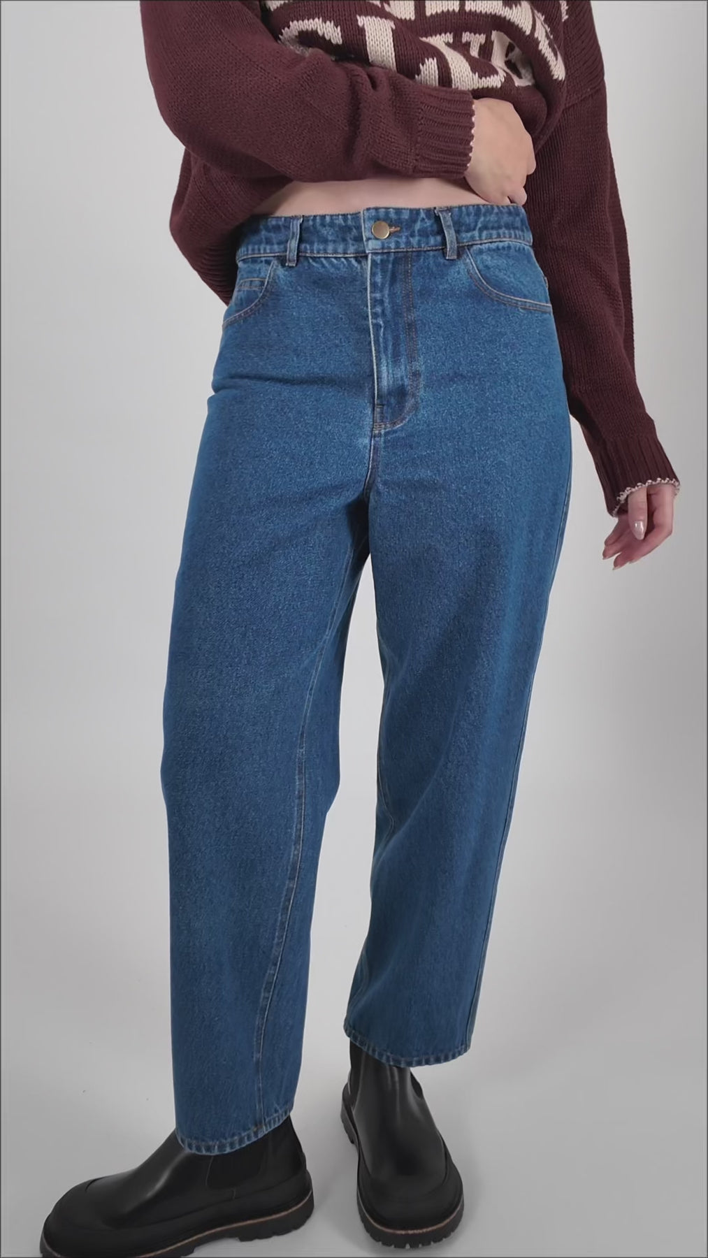 Dolly High Rise Barrel Leg Jean - Mid Wash